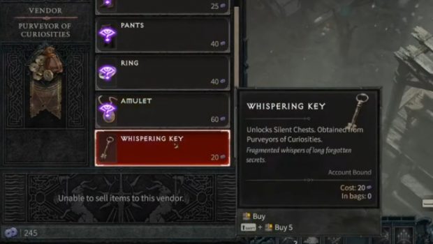 Where to find Whispering Keys to open Silent Chests in Diablo 4